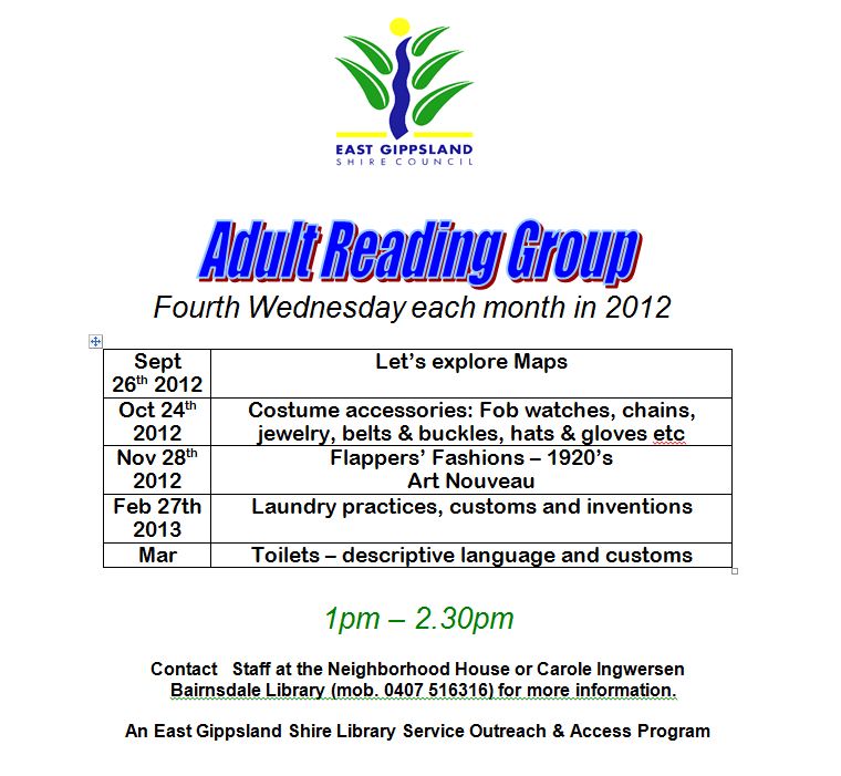 Adult Reading Group – Buchan Community Website